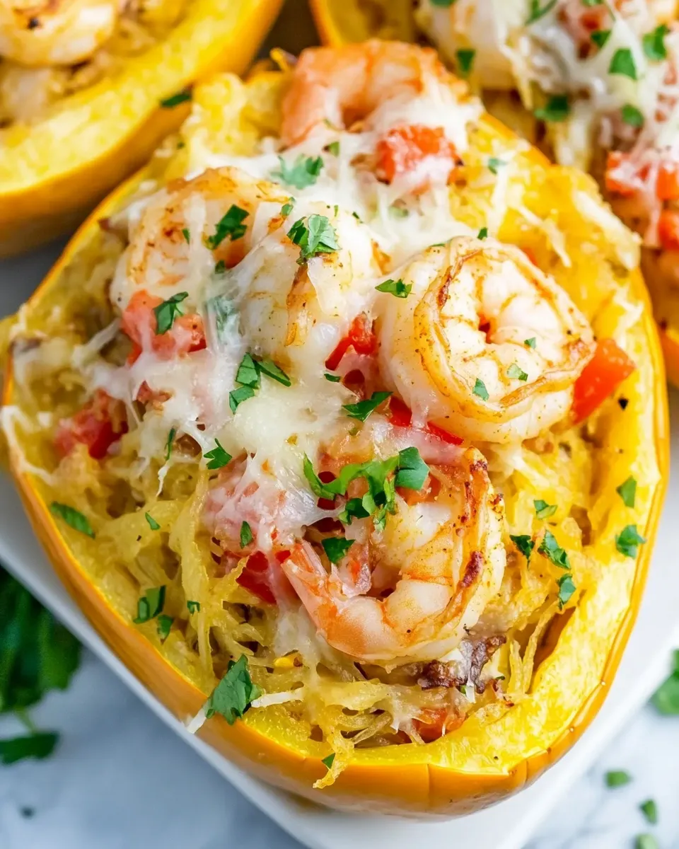 Shrimp Fajita Stuffed Spaghetti Squash - Warmfeast